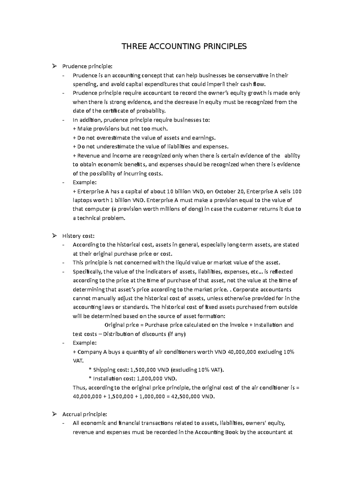 Group discussion - thnjrh - THREE ACCOUNTING PRINCIPLES Prudence ...