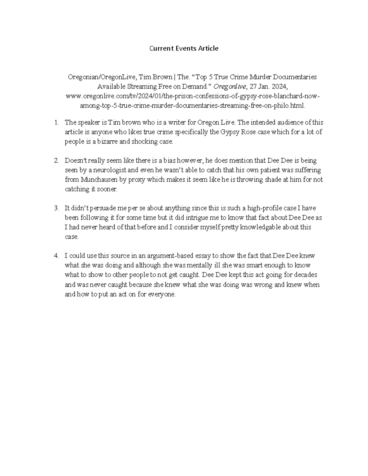 Current Events Article - Current Events Article Oregonian/OregonLive ...