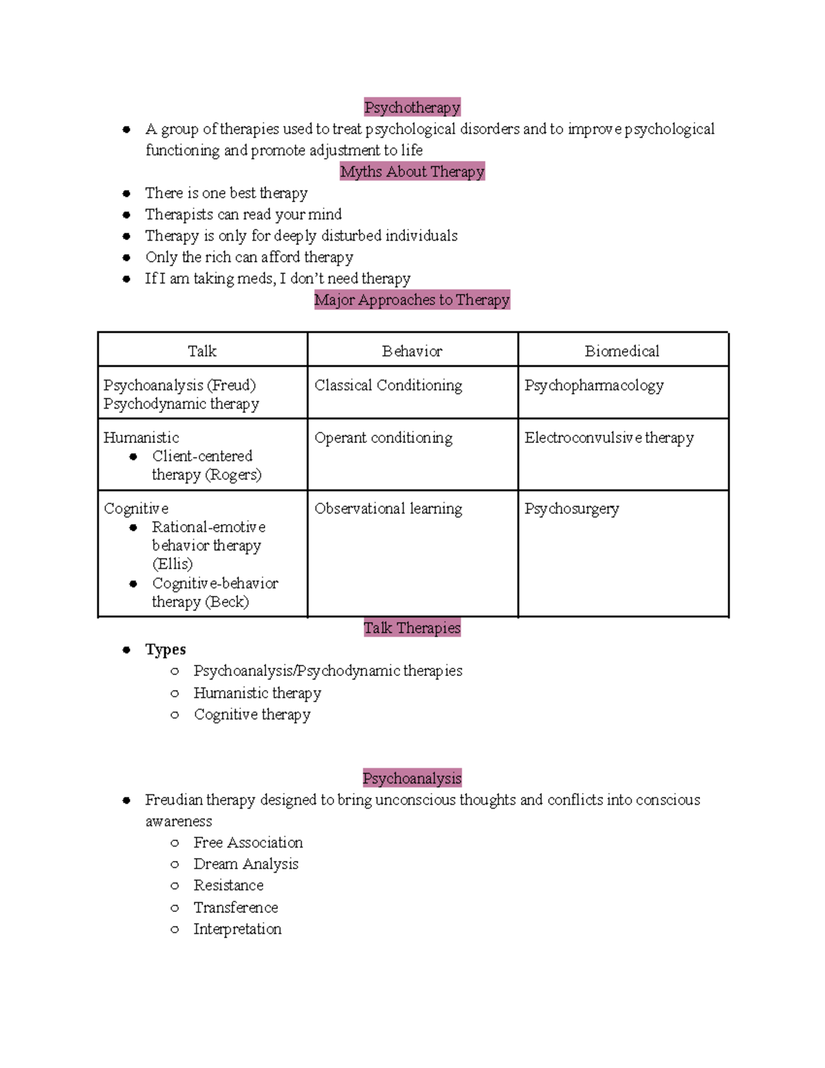 Ch. 15 - Therapy - This chapter describes different types of therapies ...