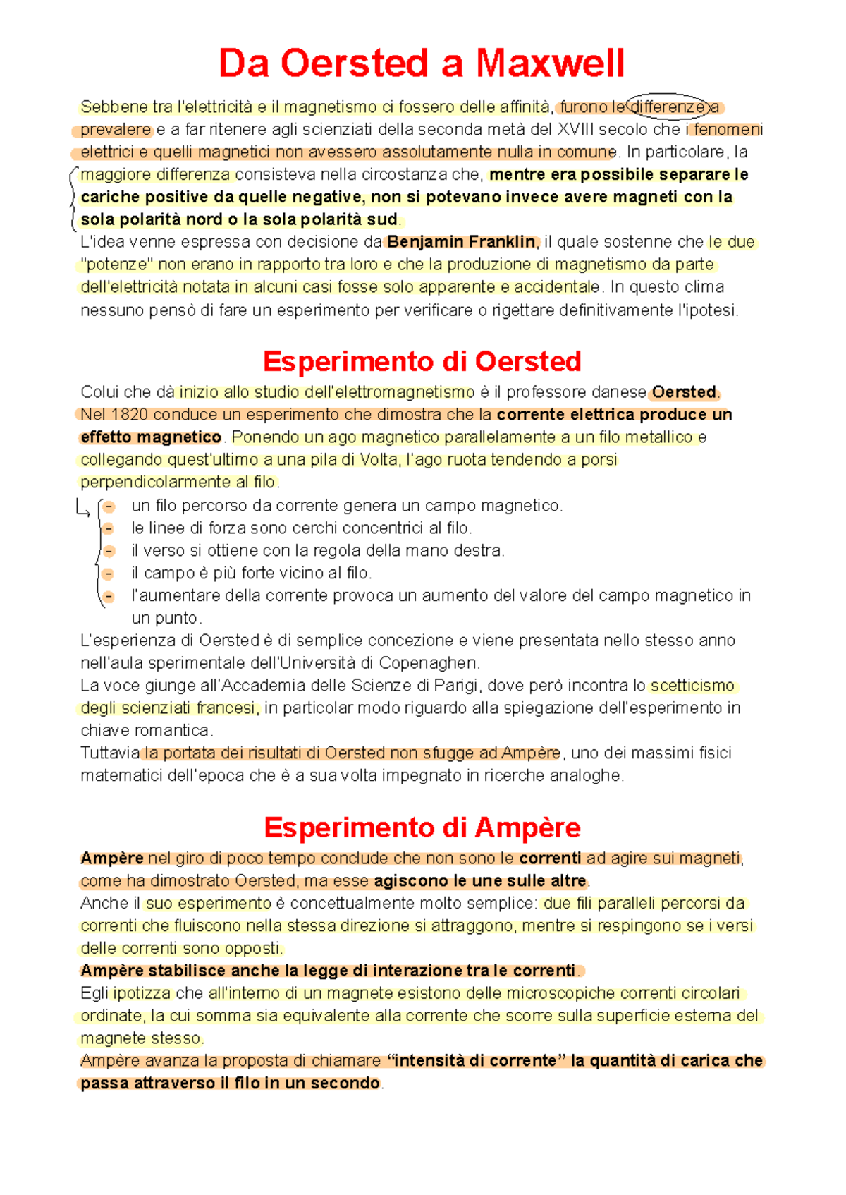 Da Oersted a Maxwell - Da Oersted a Maxwell Sebbene tra l'elettricità e ...