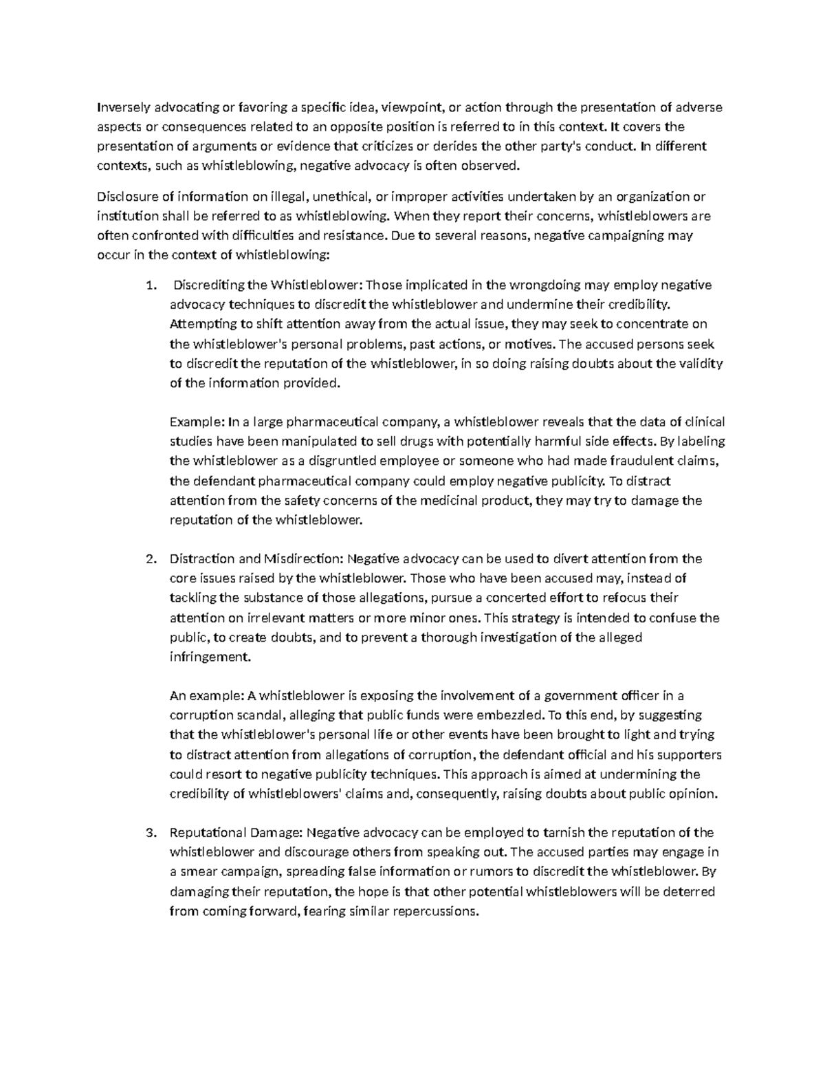 Whistleblowers - best - Inversely advocating or favoring a specific ...