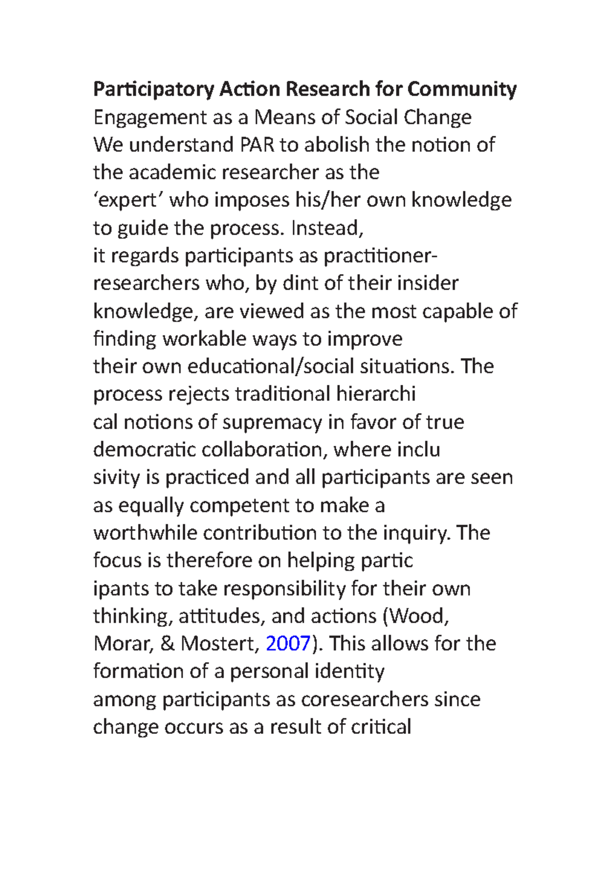 Participatory Action Research for Community - Participatory Action ...