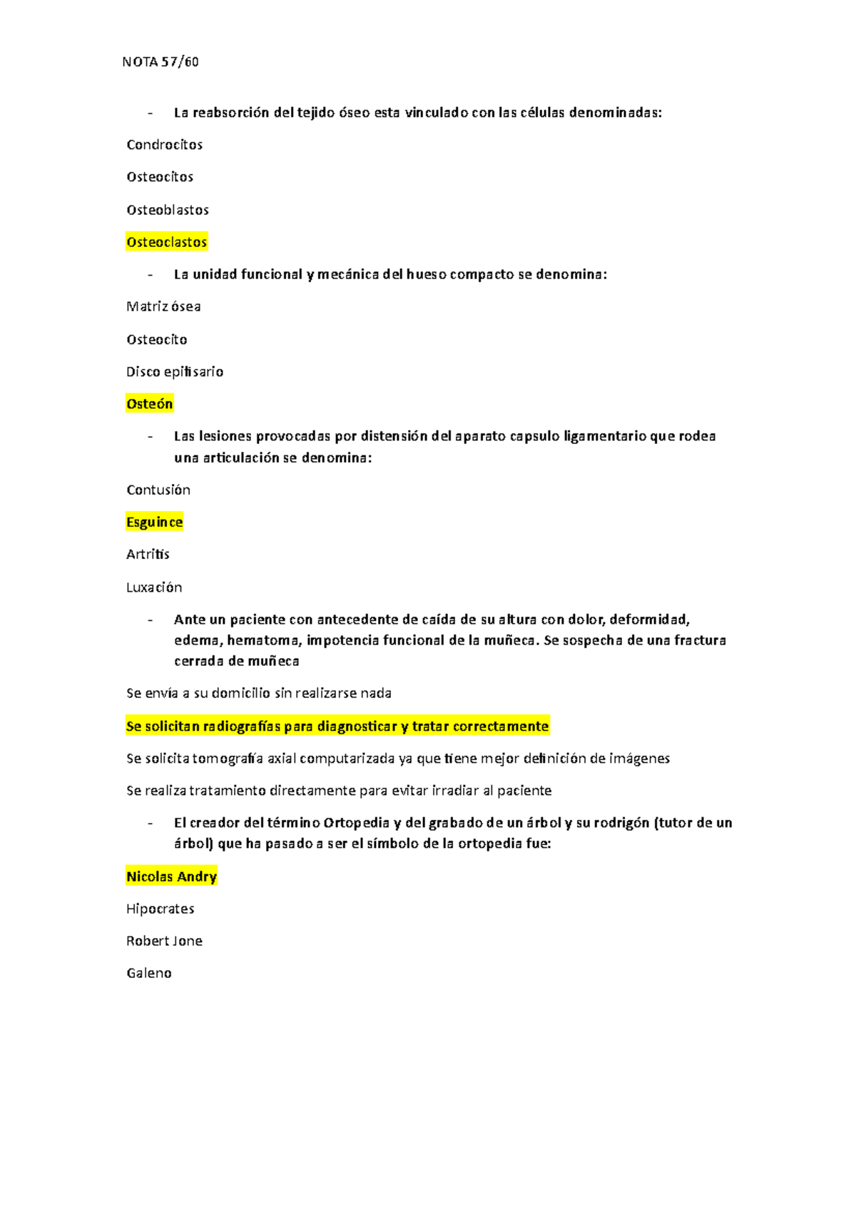 Primer parcial - La reabsorción del tejido óseo esta vinculado con las ...