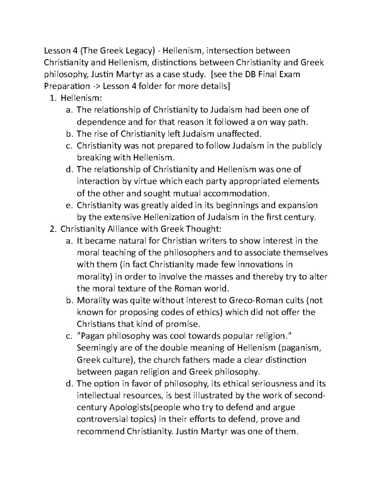 Chapter 4 THEO - Lesson 4 (The Greek Legacy) Hellenism, intersection ...