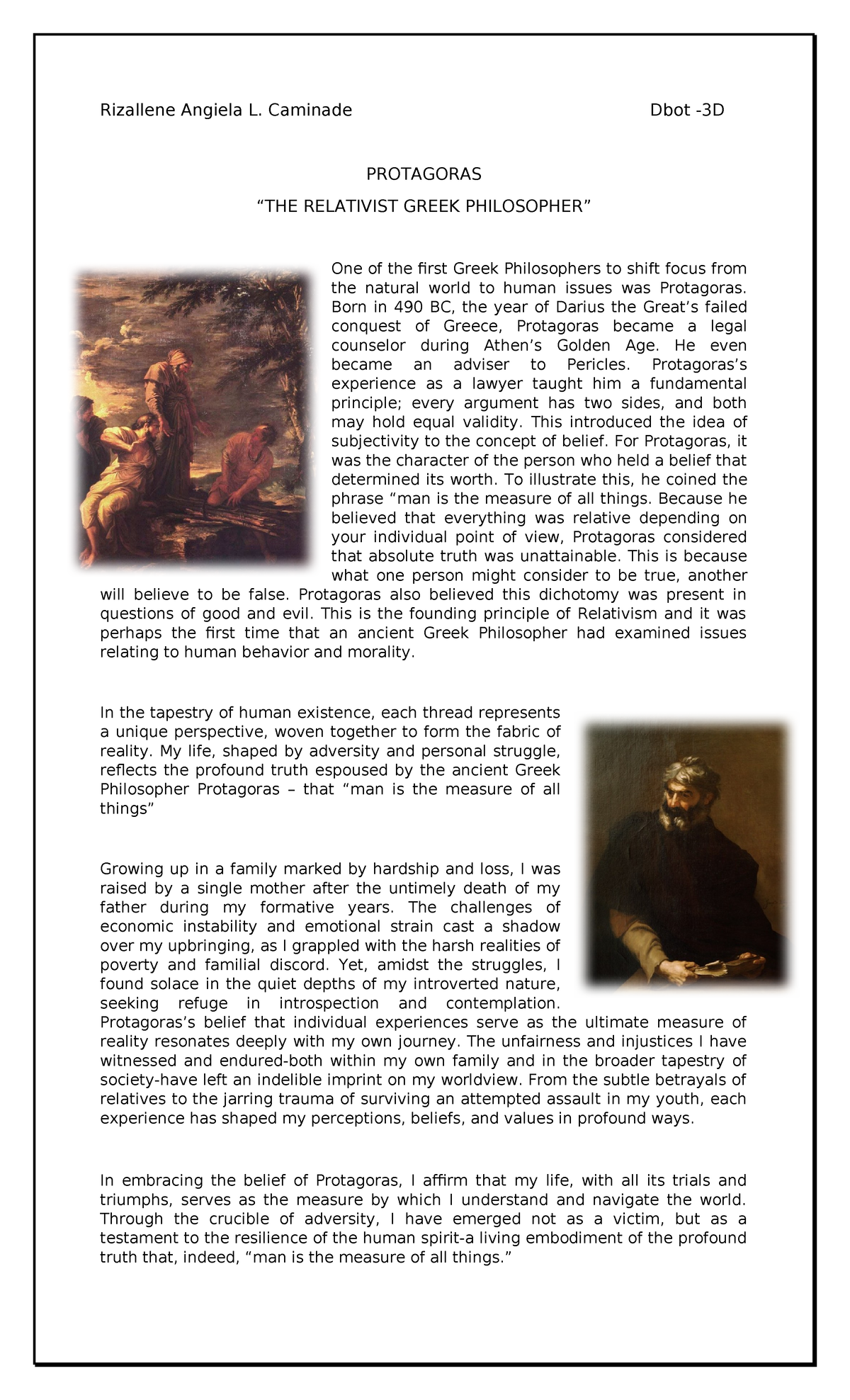 greek philosophers to be related in life story - Rizallene Angiela L ...