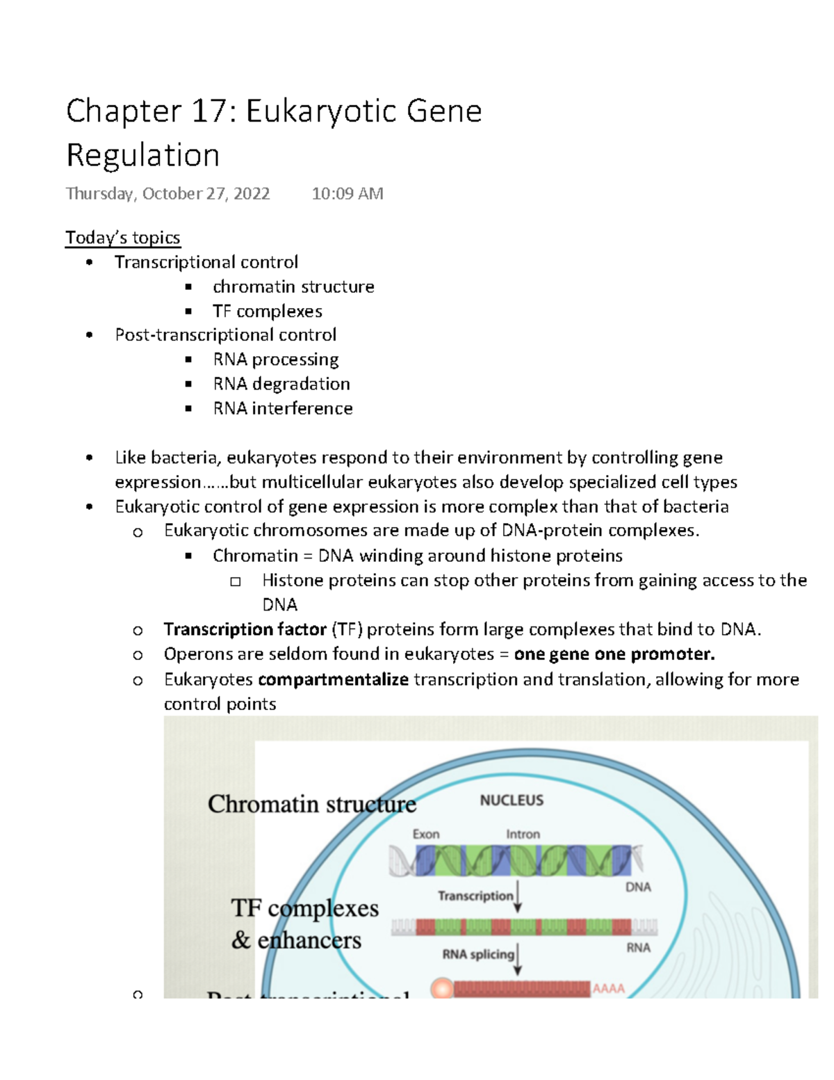 Module 3 Chapter 17 Eukaryotic Gene Regulation - Today’s topics ...