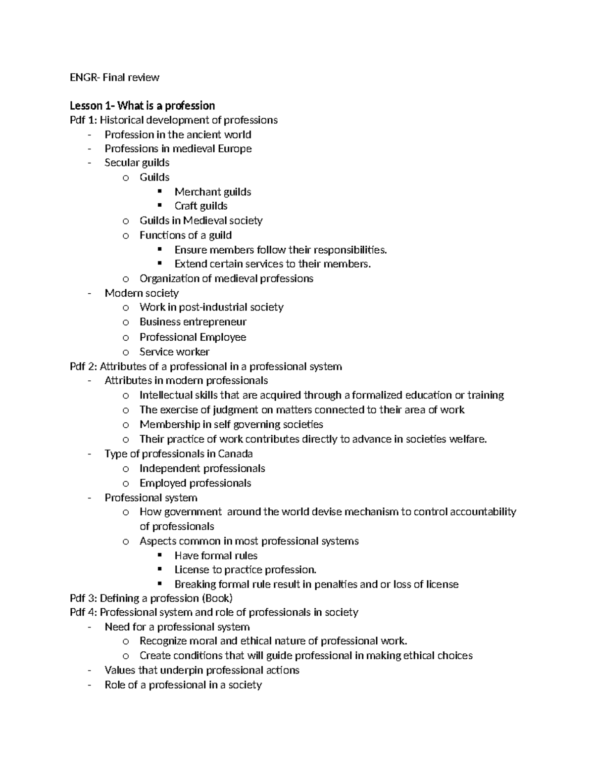 ENGR Final Review - Summary Professional Practice and Responsibility ...