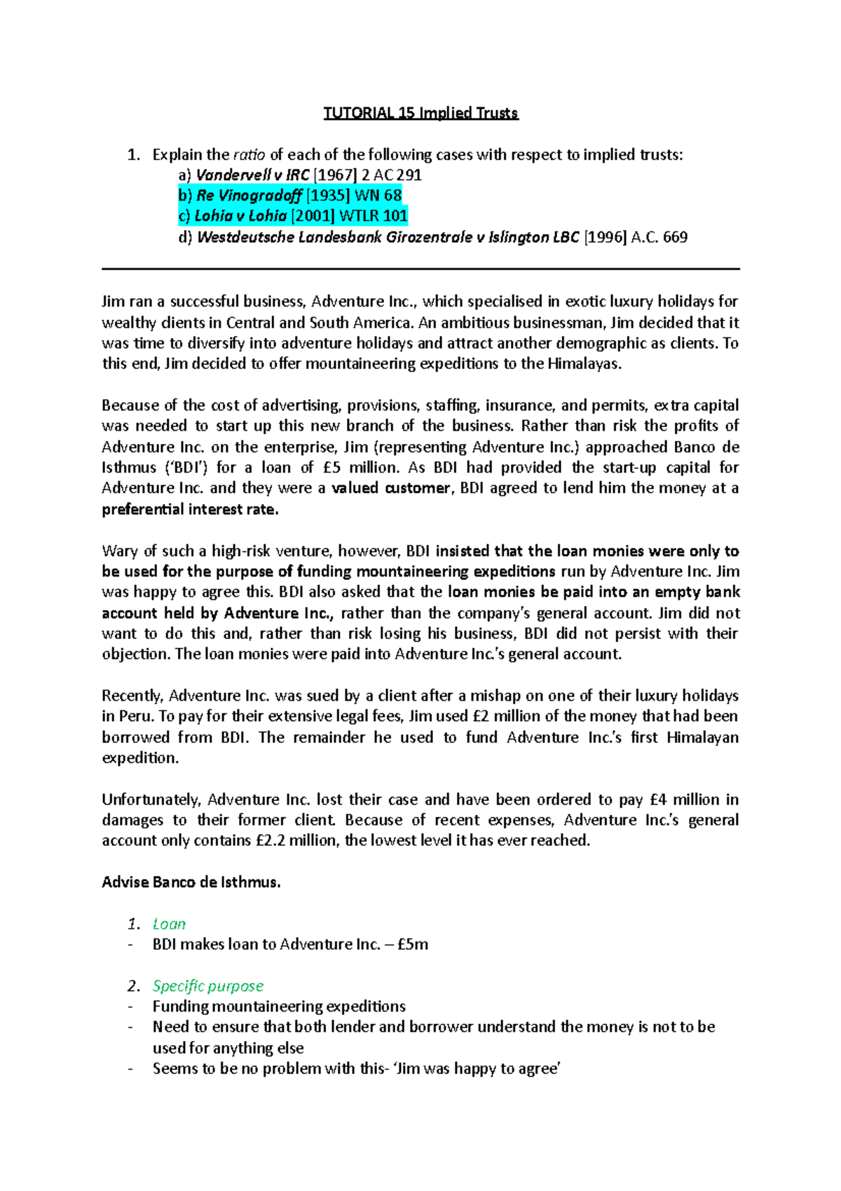 Equity Tutorial 15 Implied Trusts - TUTORIAL 15 Implied Trusts Explain ...