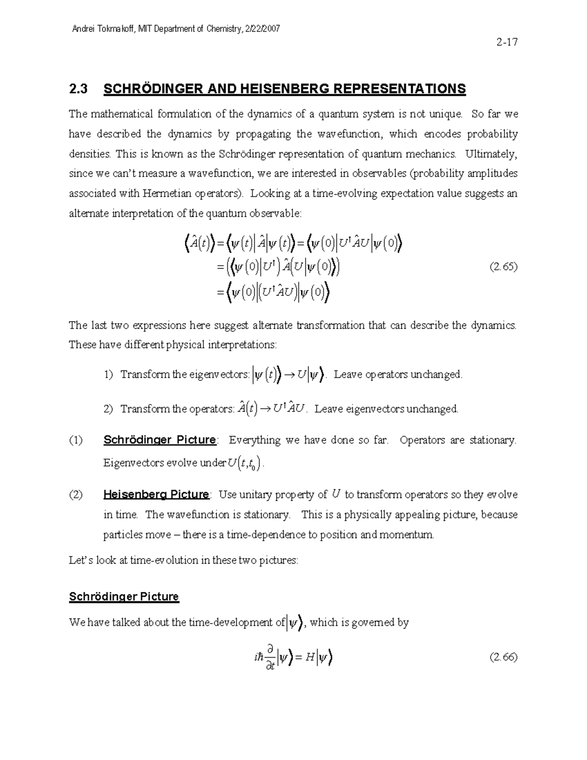 2.3. Schrod-Heisenberg 2-22-07 - 2 - 17 2 SCHRÖDINGER AND HEISENBERG ...