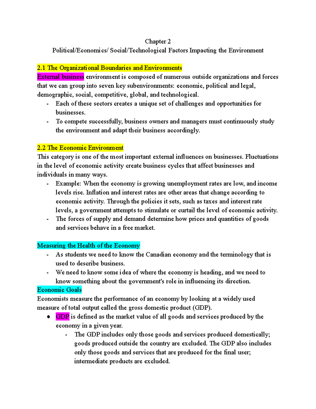 Chapter 2 - Lecture notes - Chapter 2 Political/Economics/ Social ...