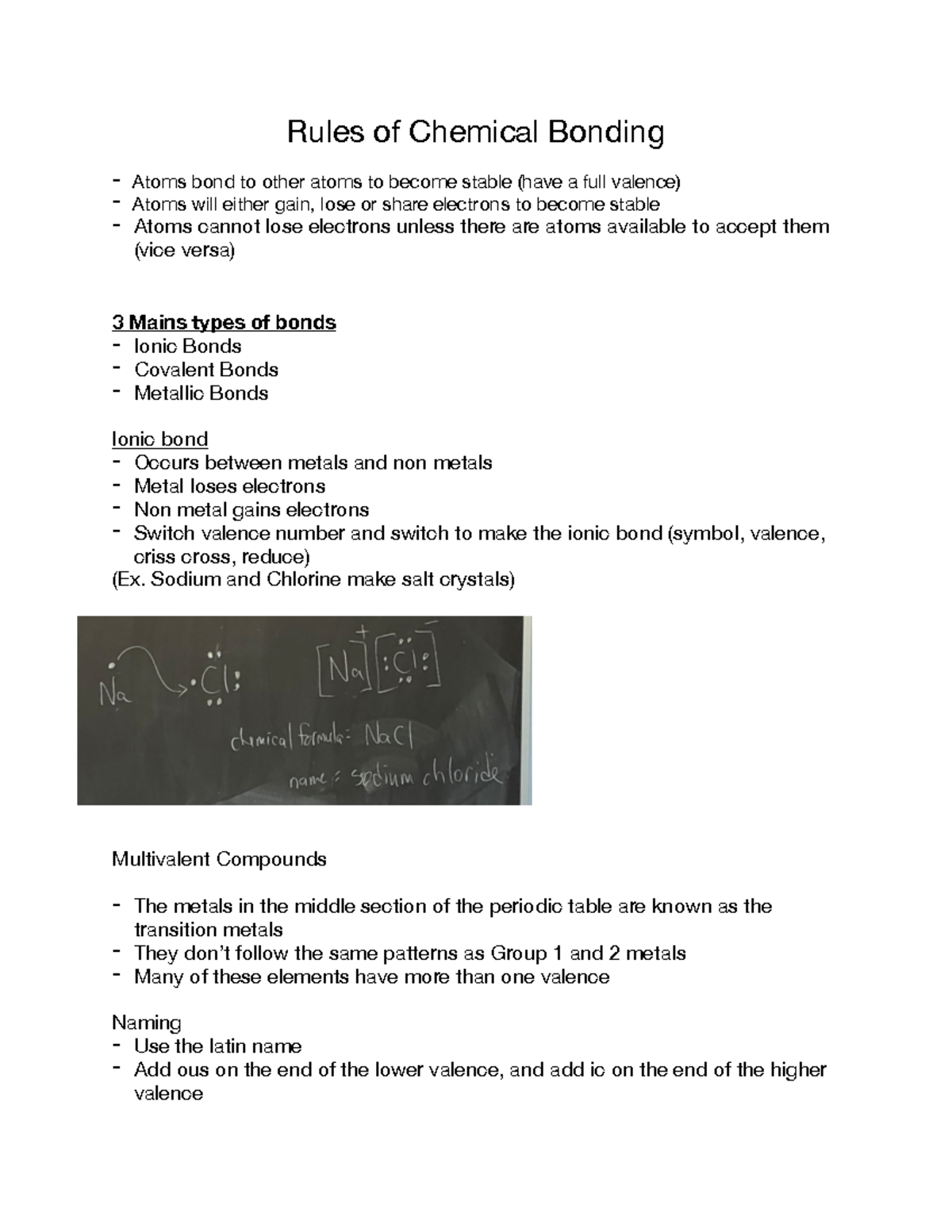 Chemical Bonding grade 10 - Rules of Chemical Bonding Atoms bond to ...