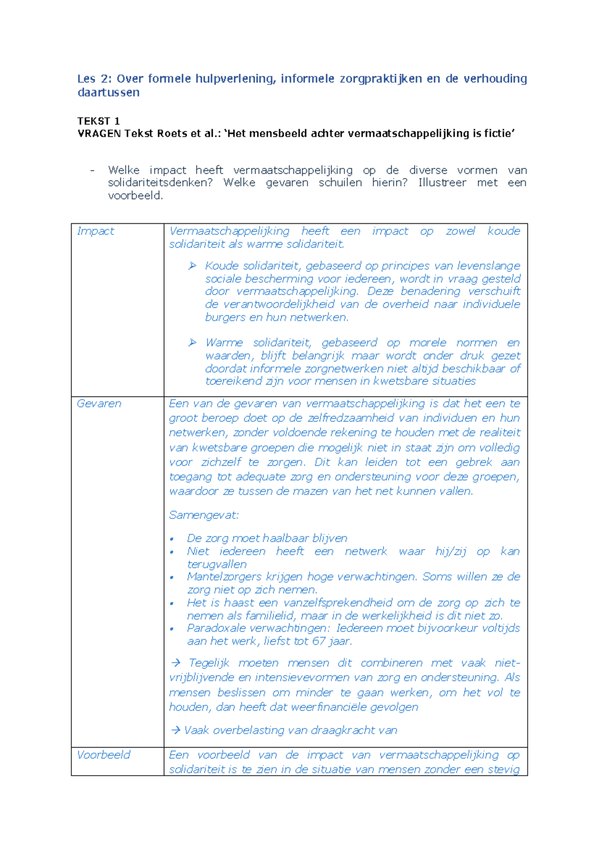 Leeswijzer Les 2-formele en informele zorg - Les 2: Over formele ...