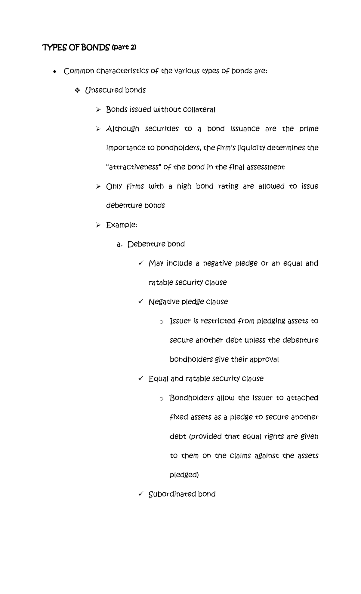 Types OF Bonds Part 2 TYPES OF BONDS part 2 Common Characteristics