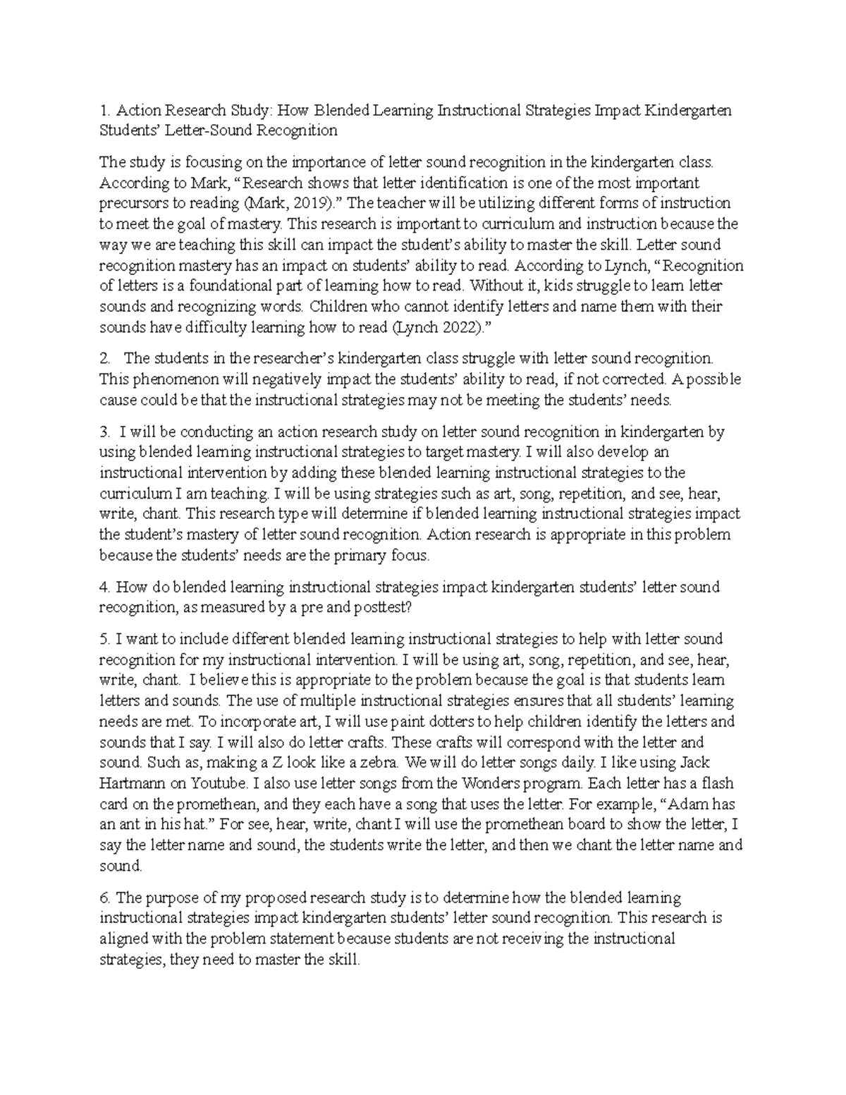 Educational Research Task 1 - Action Research Study: How Blended Learning Instructional ...