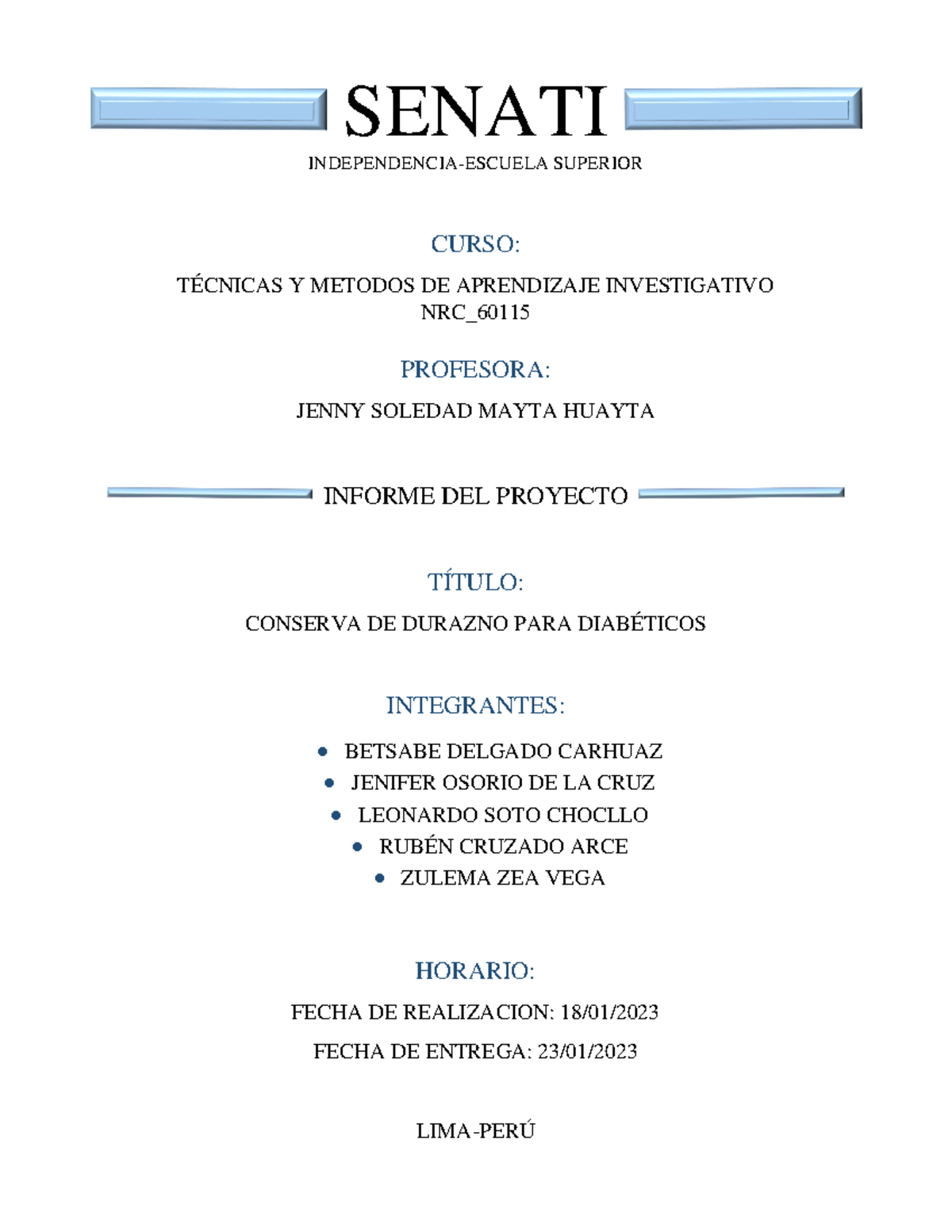 Conserva - Pa la gente posi - SENATI INDEPENDENCIA-ESCUELA SUPERIOR ...