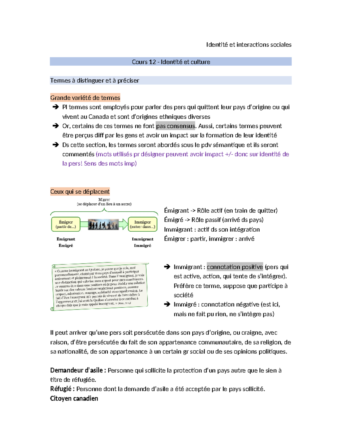 #12 - identité + culture - Identité et interactions sociales Cours 12 ...