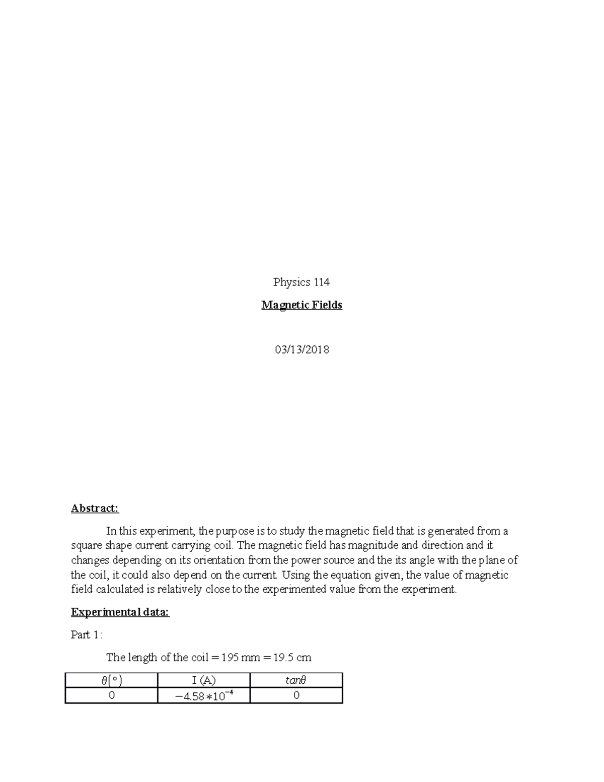 Physics 114 MF - Lab Practical notes - Physics 114 Magnetic Fields 03 ...