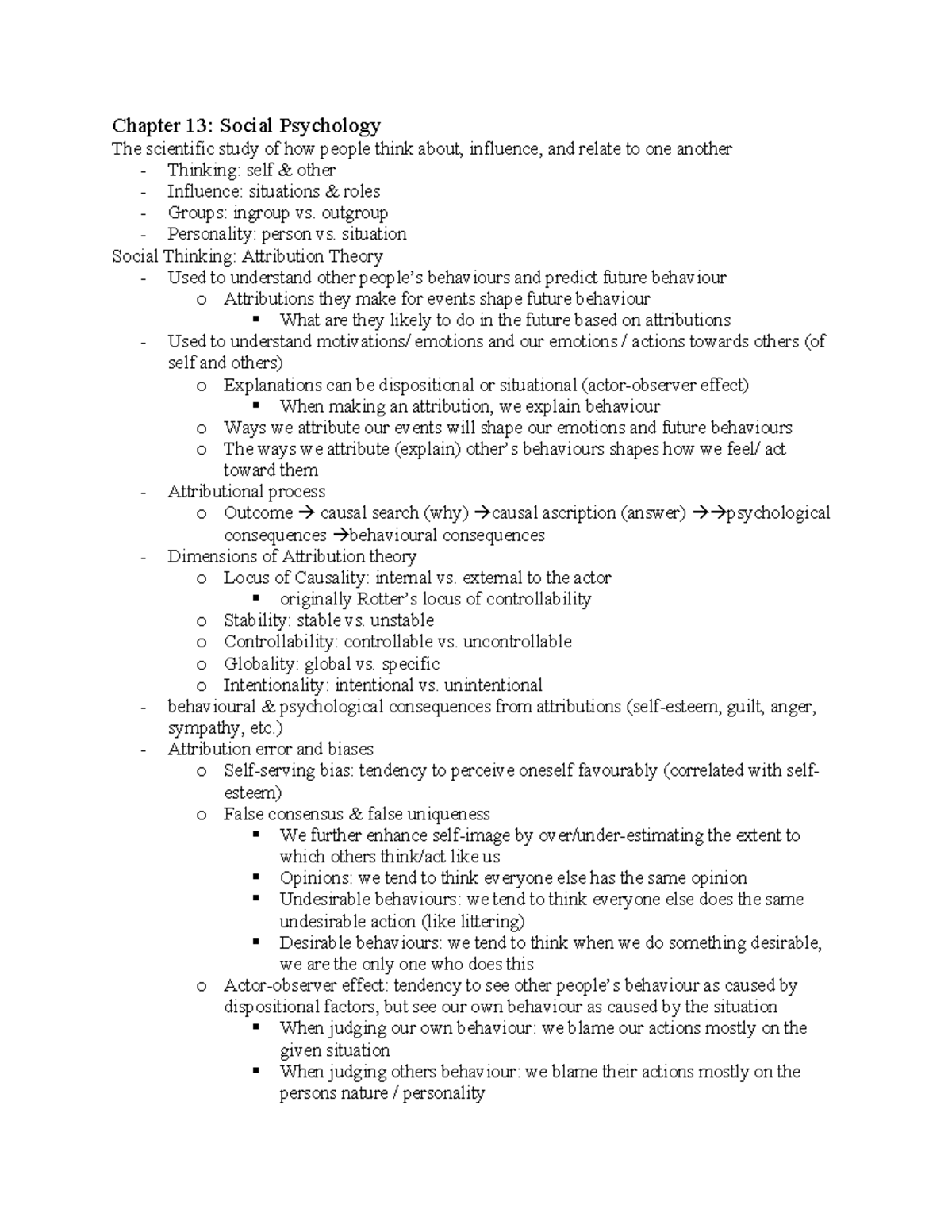 Chapter 13 (11315) - Chapter 13: Social Psychology The scientific study ...