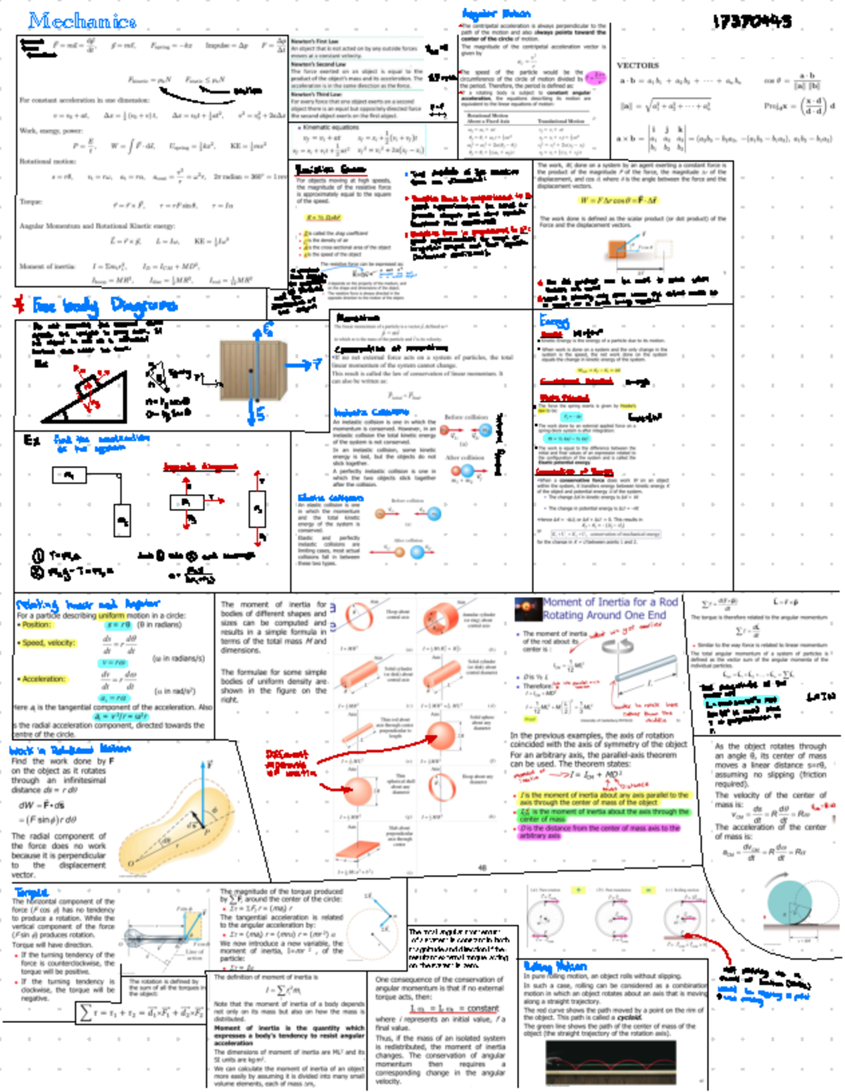 Cheat Sheet - Mechanics The total angular momentum of a system is ...