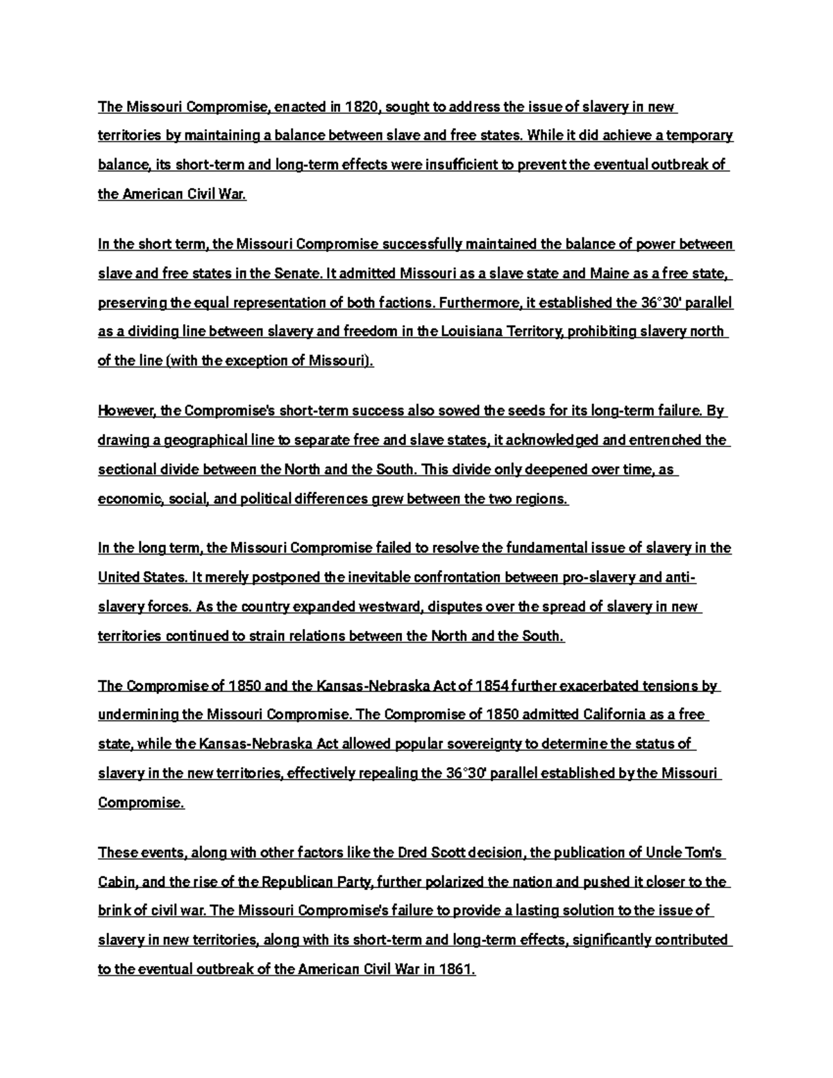 Outbreak of the American Civil War - The Missouri Compromise, enacted ...