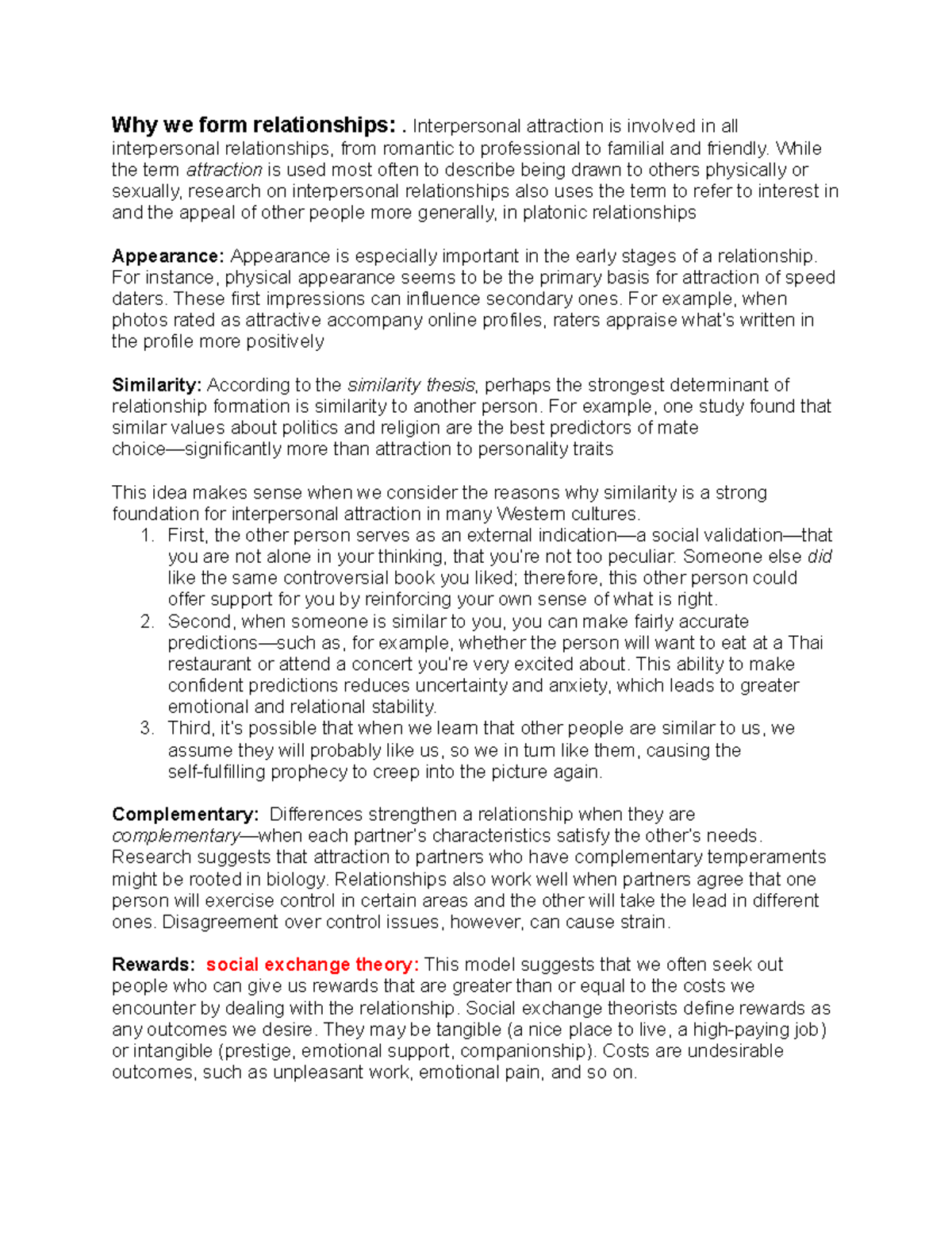 Chapter 8 OL190 - lecture notes - Why we form relationships ...