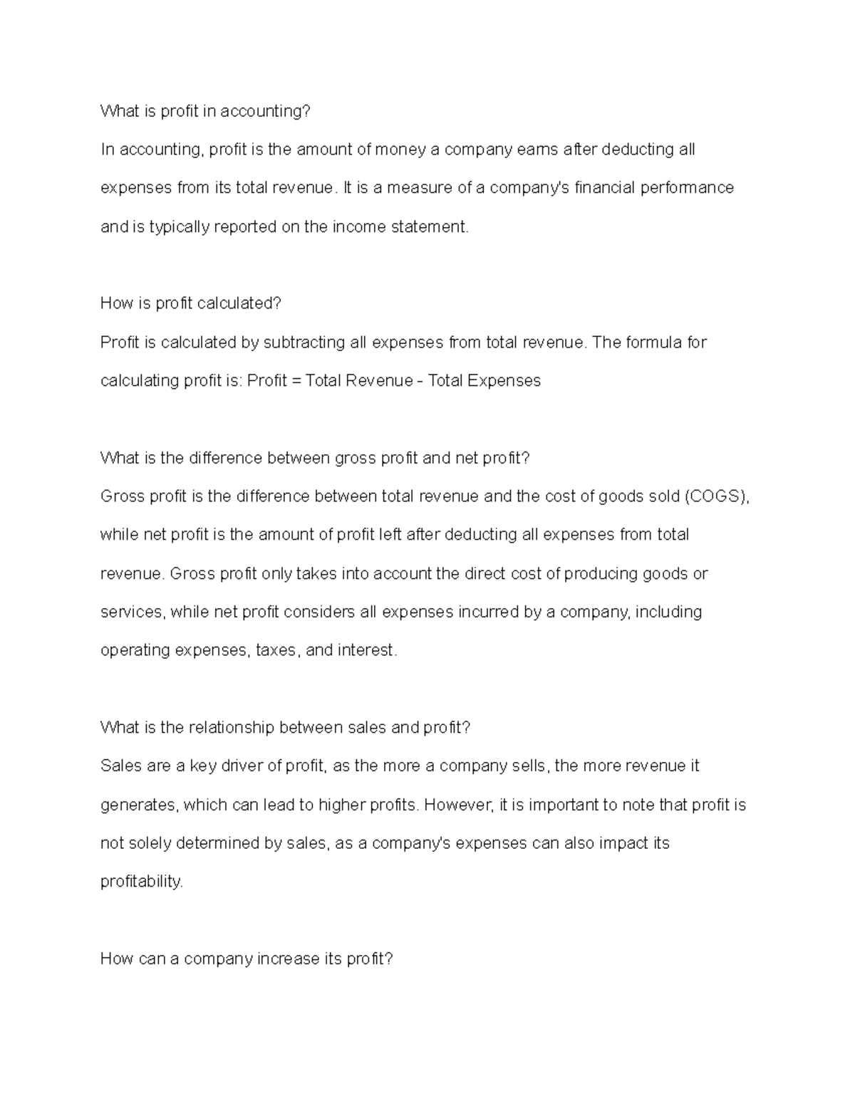 Profit in Accounting lecture notes - What is profit in accounting? In ...