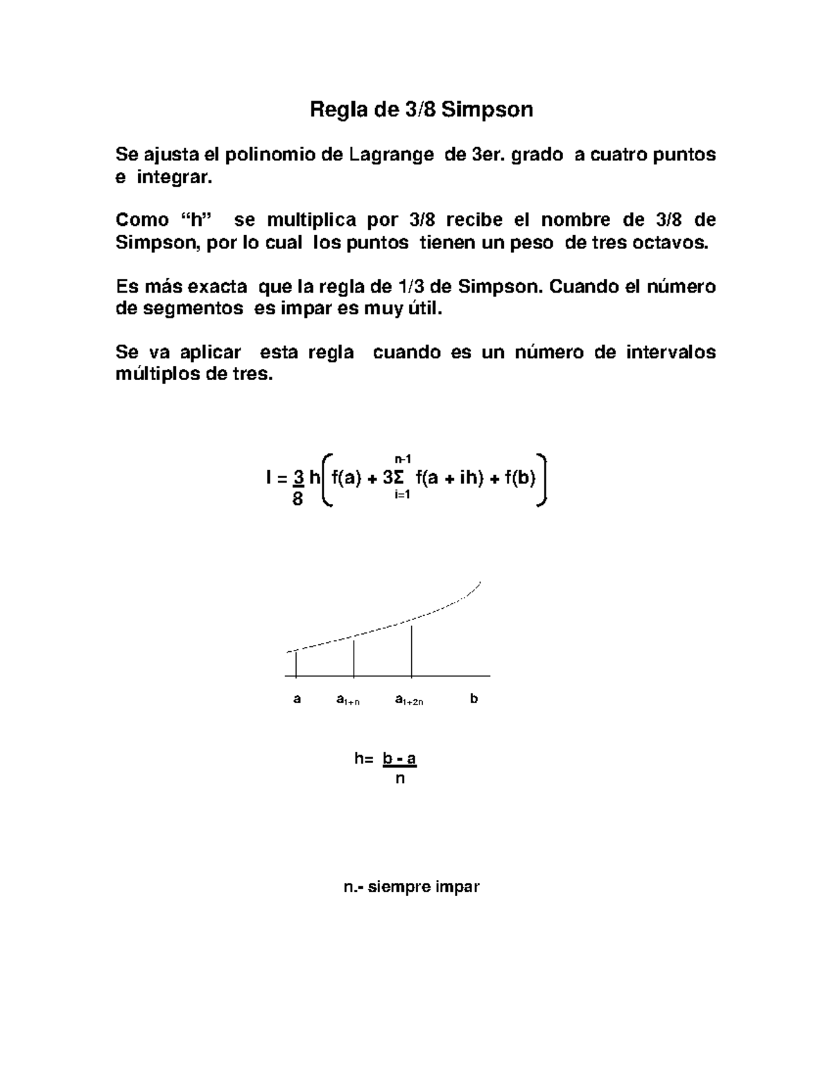 R3octavos Simpson 2021 - Regla de 3/8 Simpson Se ajusta el polinomio de ...
