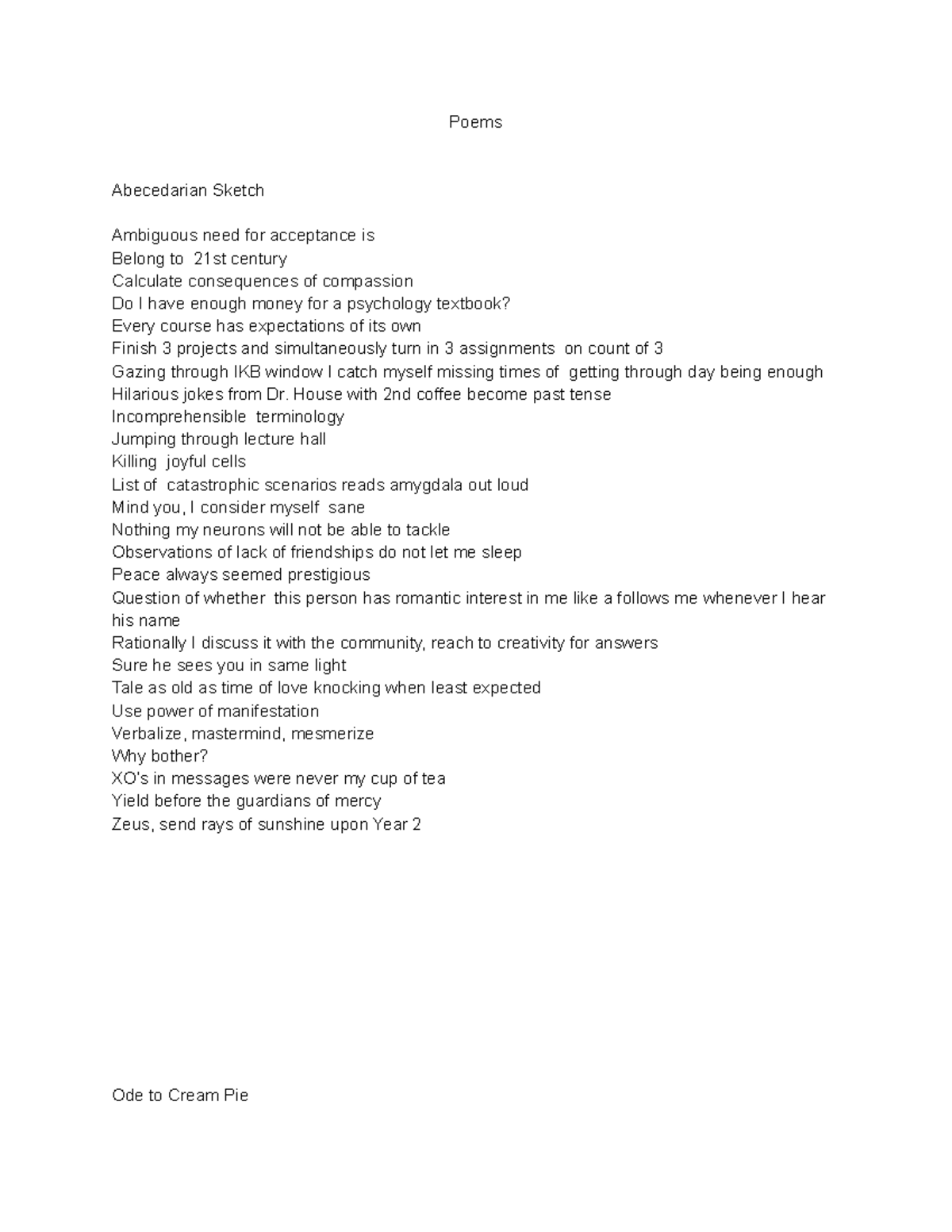Poems-2 - someones poems - Poems Abecedarian Sketch Ambiguous need for ...