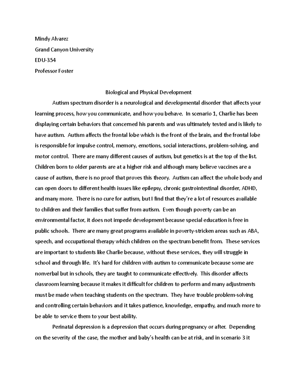 Biological and Physical Development short essay - Mindy Alvarez Grand ...