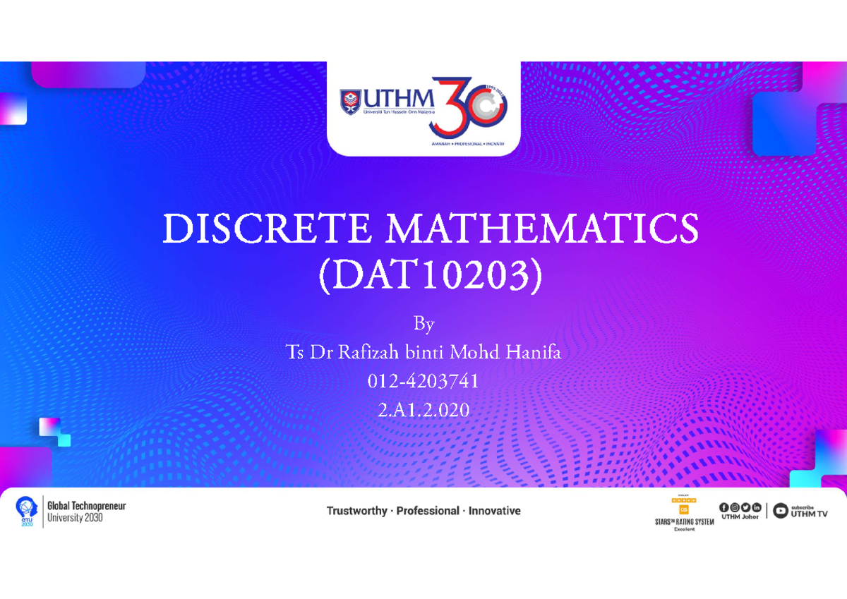Lecturedat 10203 w2 - asdadgfgffgurtwuy - DISCRETE MATHEMATICS (DAT ...