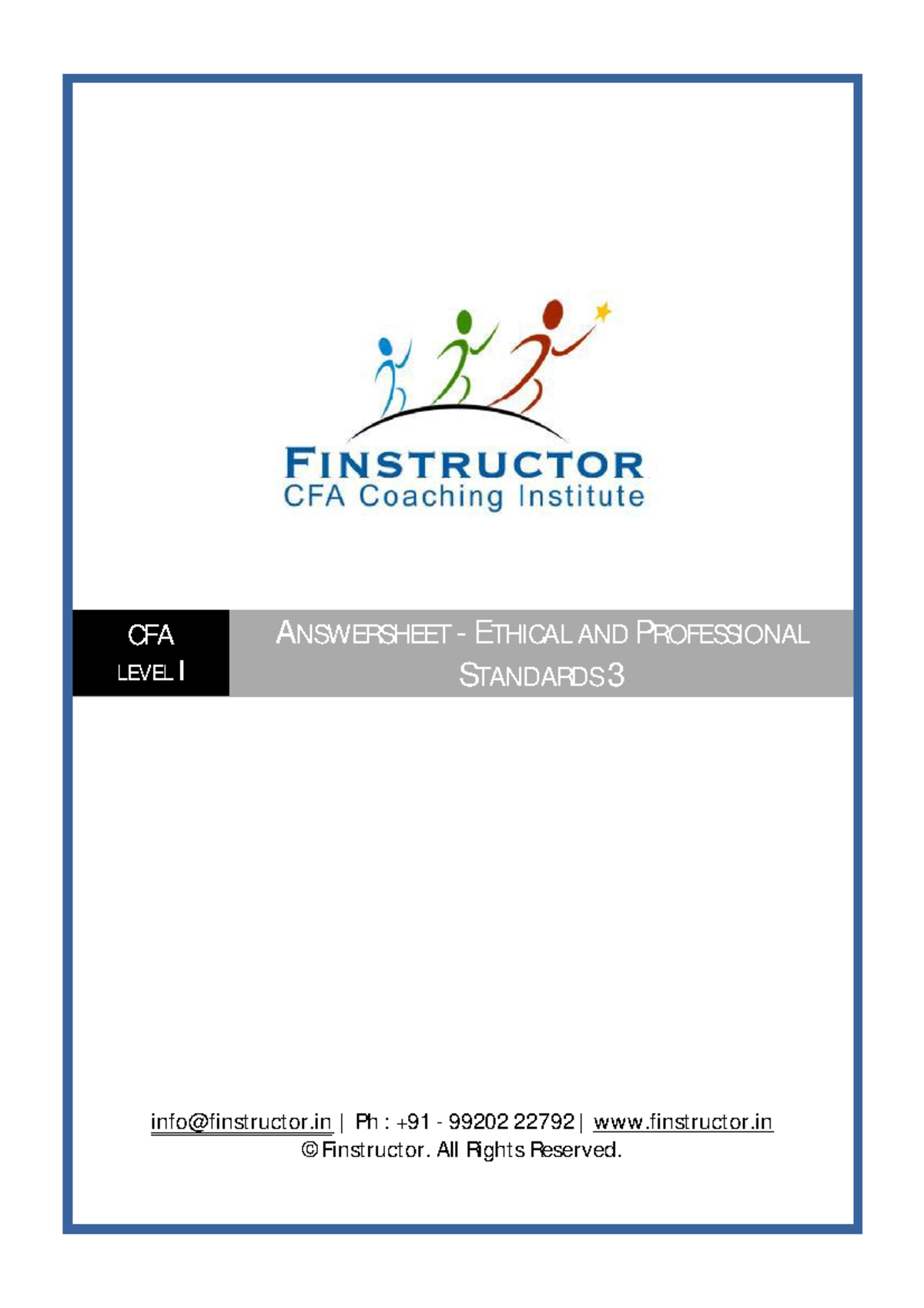 CFAL1 Answersheet - Ethical and Professional Standards 3 - info ...