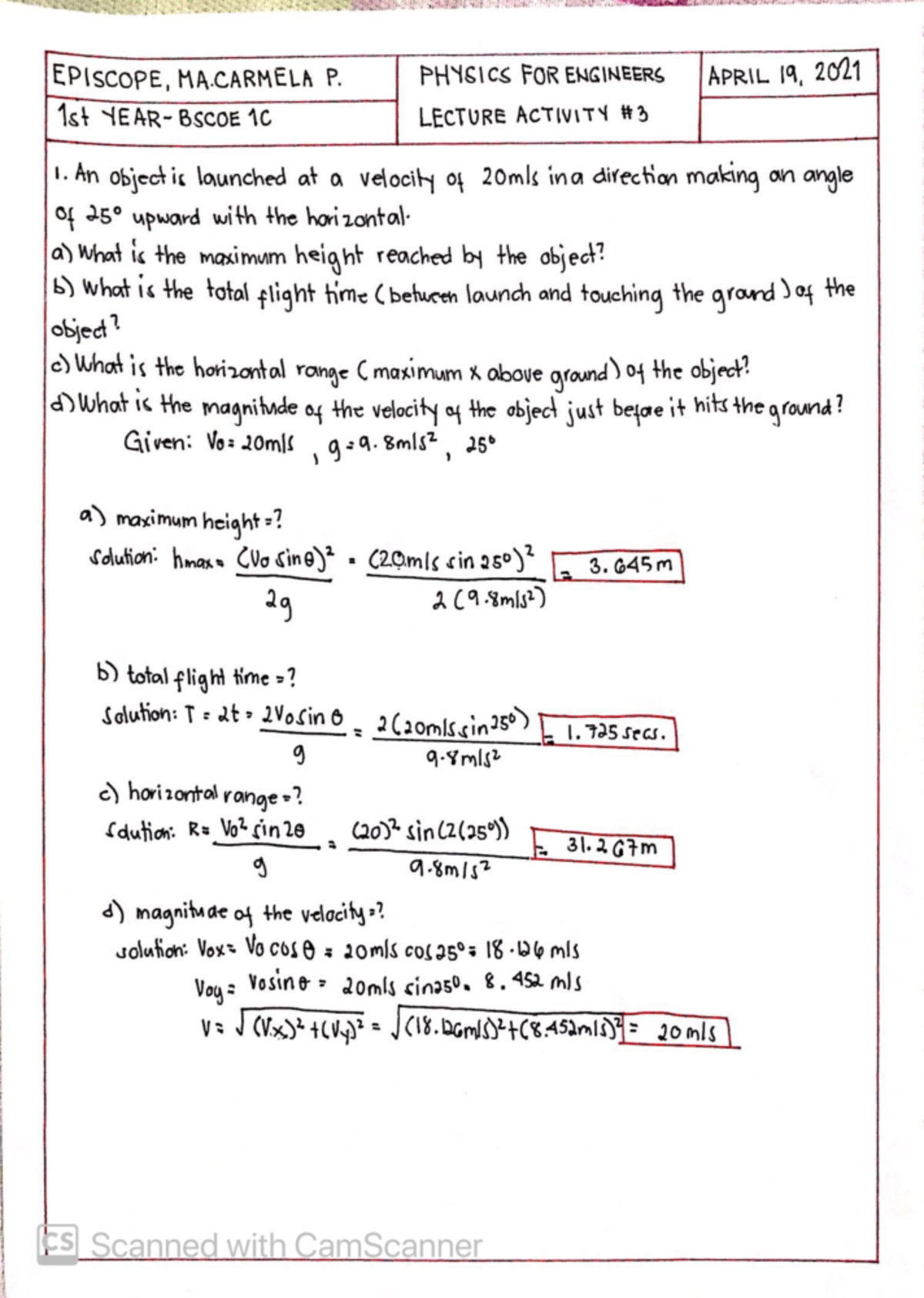 Physics FOR Engineers - Lecture Act3 - BSCE-BS in Civil Engineering ...