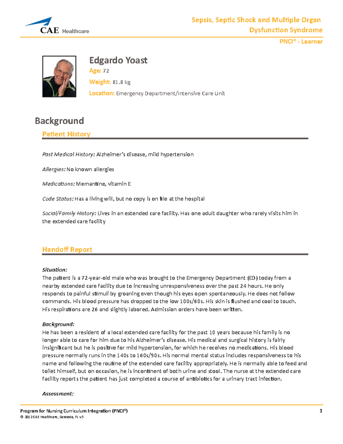 Learner Sepsis, Septic Shock and Multiple Organ Dysfunction Syndrome ...