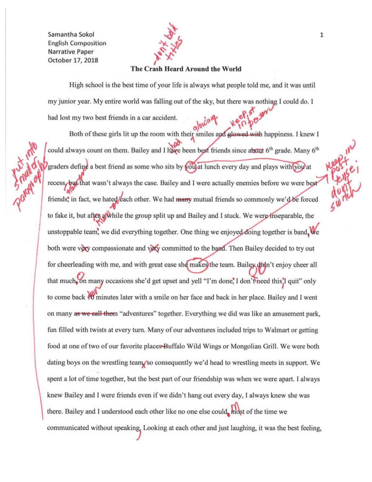 Sokol 1 - Essay - Samantha Sokol English Composition Narrative Paper ...