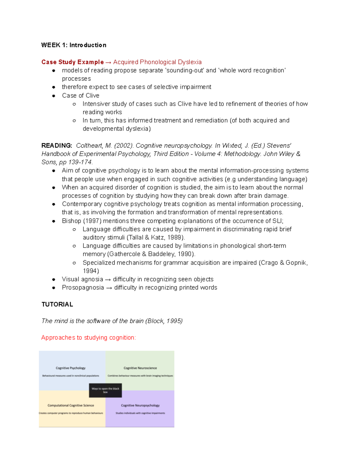 Week 1 Introduction - week 1 - WEEK 1: Introduction Case Study Example ³ Acquired Phonological ...