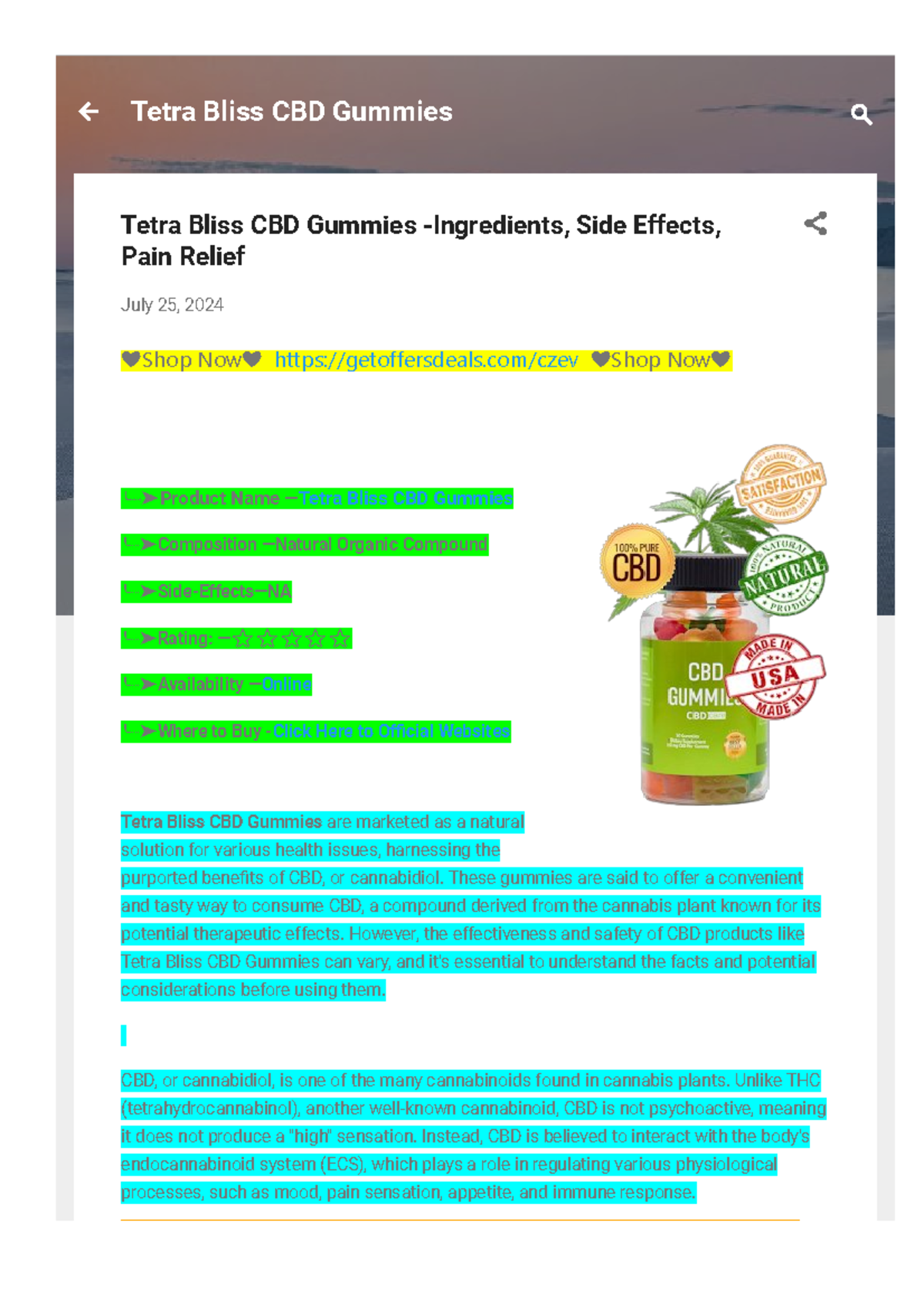Tetra Bliss CBD Gummies - Tetra Bliss CBD Gummies Tetra Bliss CBD ...