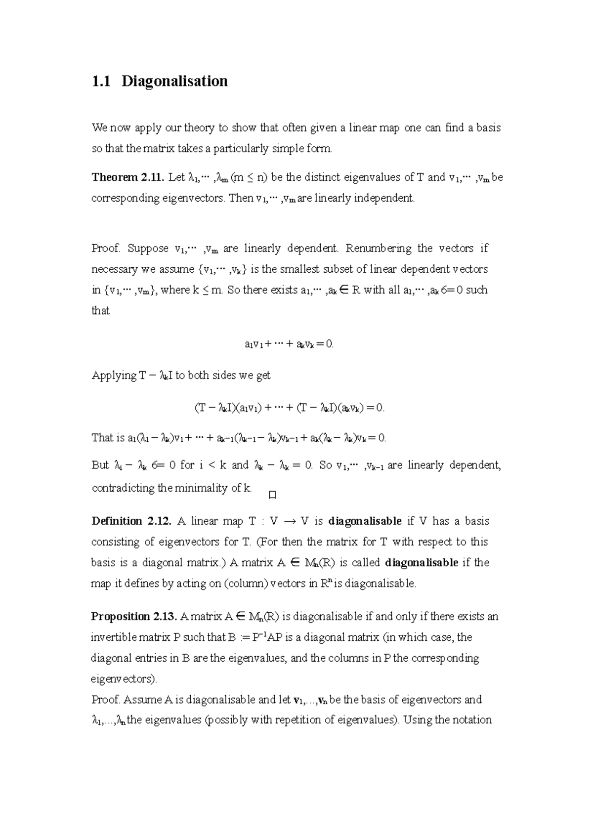 Lin Alg 2-4 - Linear Algebra II Sheet 3 - 1 Diagonalisation We now apply our theory to show that ...