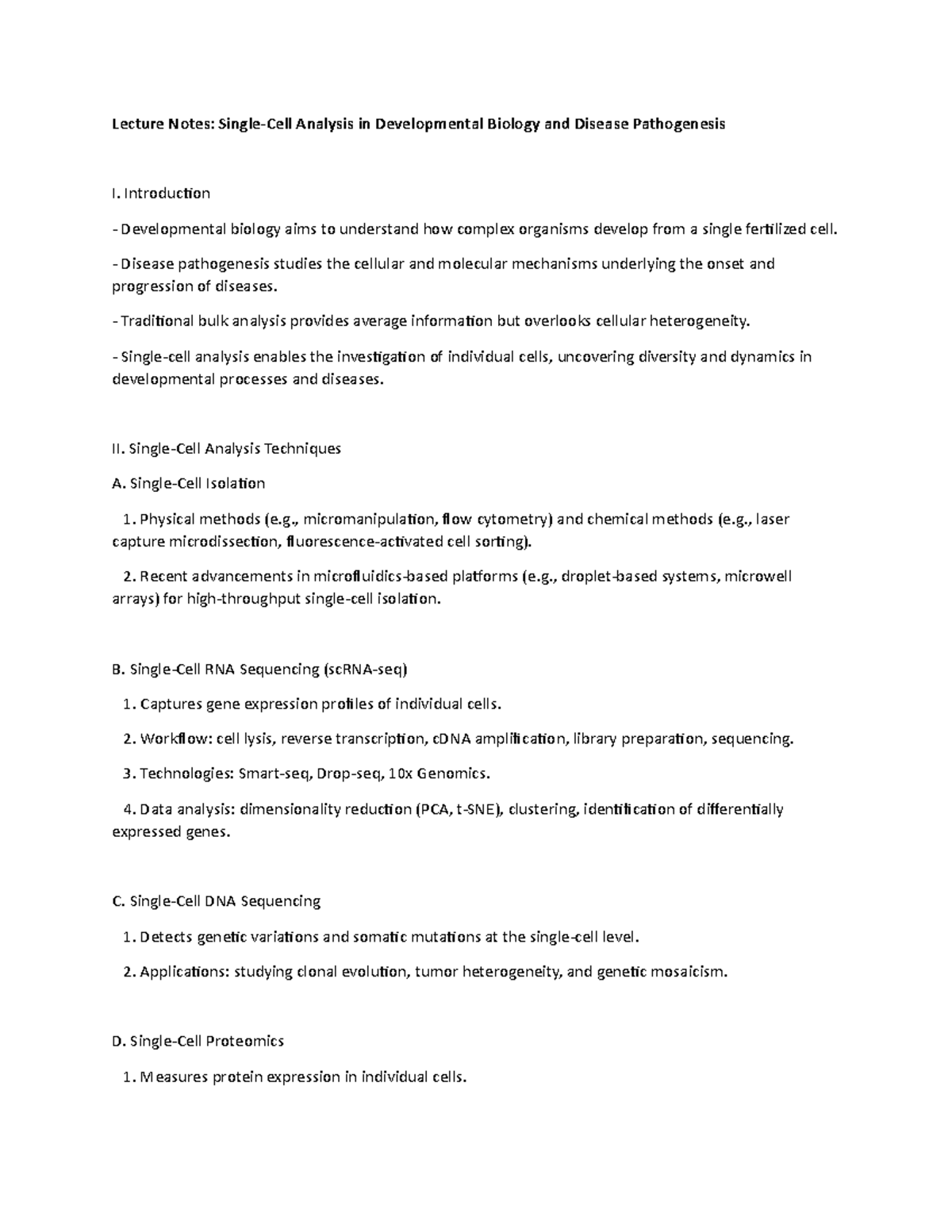 Lecture Notes: Single-Cell Analysis in Developmental Biology and ...