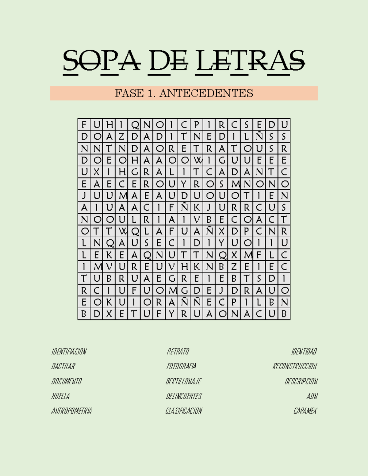 SOPA de pptps@ol - SOPA DE LETRAS FASE 1. ANTECEDENTES F U H I Q N O I ...
