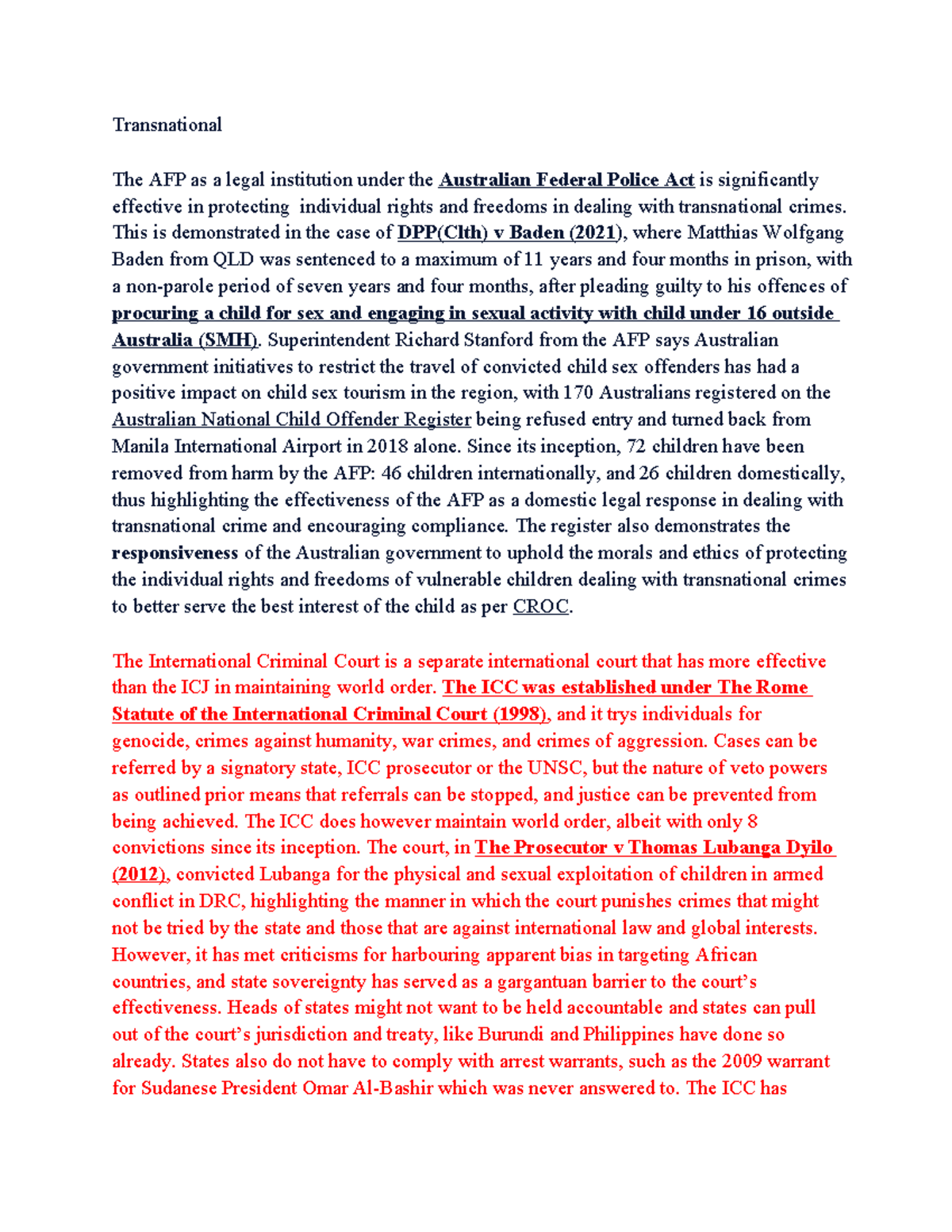 legal paragraphs - Transnational The AFP as a legal institution under ...