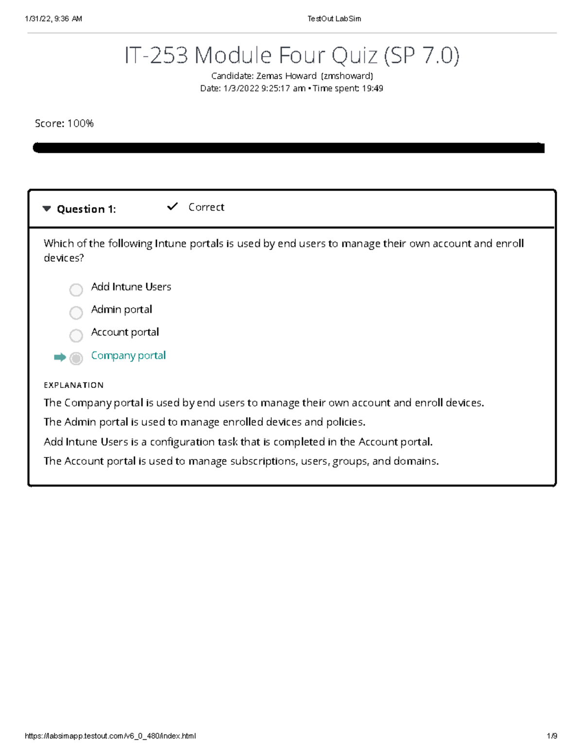 Test Out Module 4 Test - This is a description so the engine will pass ...