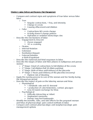 Module 3 Lecture Notes - Module 3: Lecture Notes Nursing Care of the ...