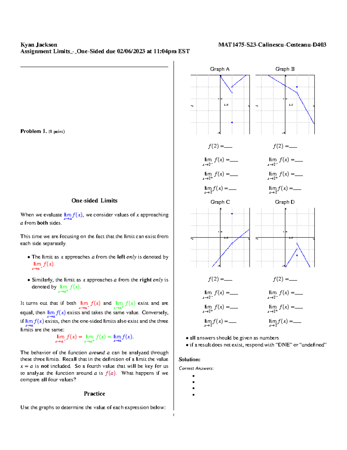 limits one sided - Kyan Jackson MAT1475-S23-Calinescu-Costeanu-D ...
