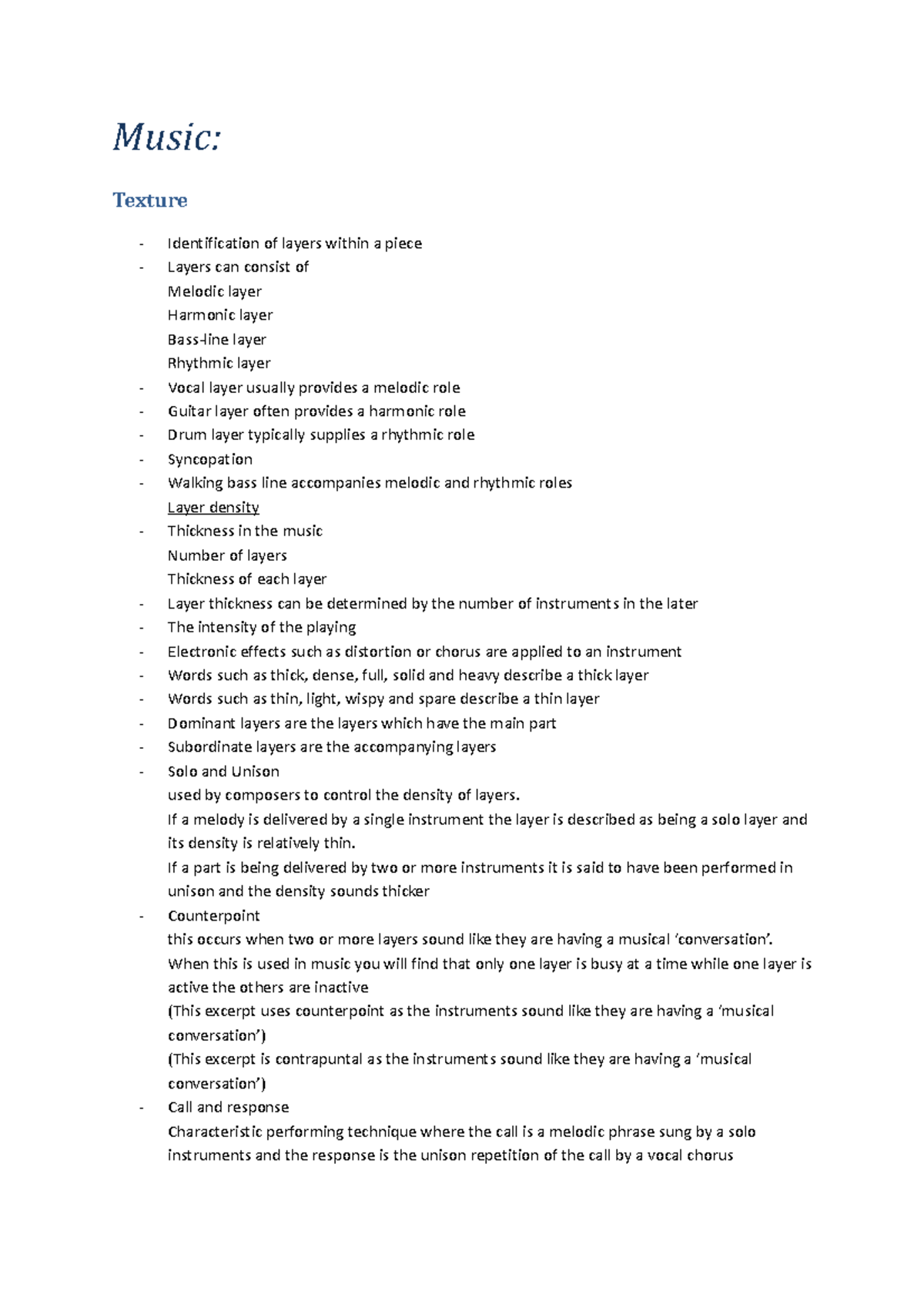 Music theory - aural skills - Music: Texture Identification of layers ...