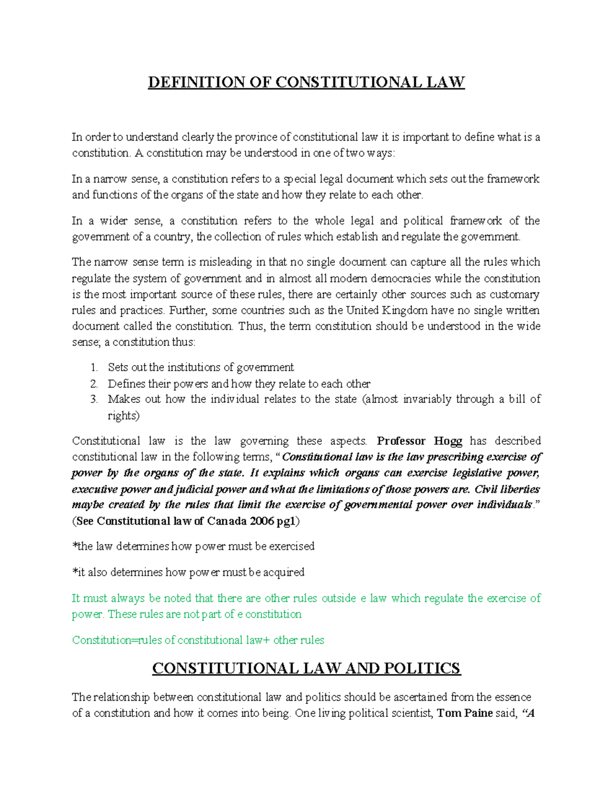 1. Definition AND Scope OF Constitutional LAW - DEFINITION OF ...