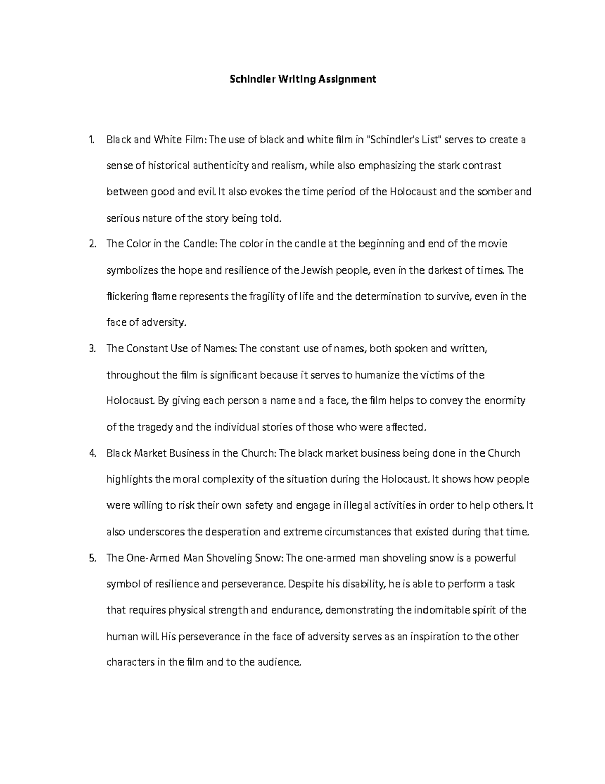Adikkya Rahman - #31 Schindler's List Writing Assignment - Schindler ...