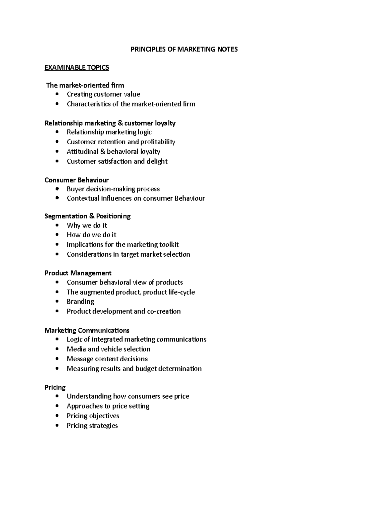 Principles OF Marketing Notes - PRINCIPLES OF MARKETING NOTES ...