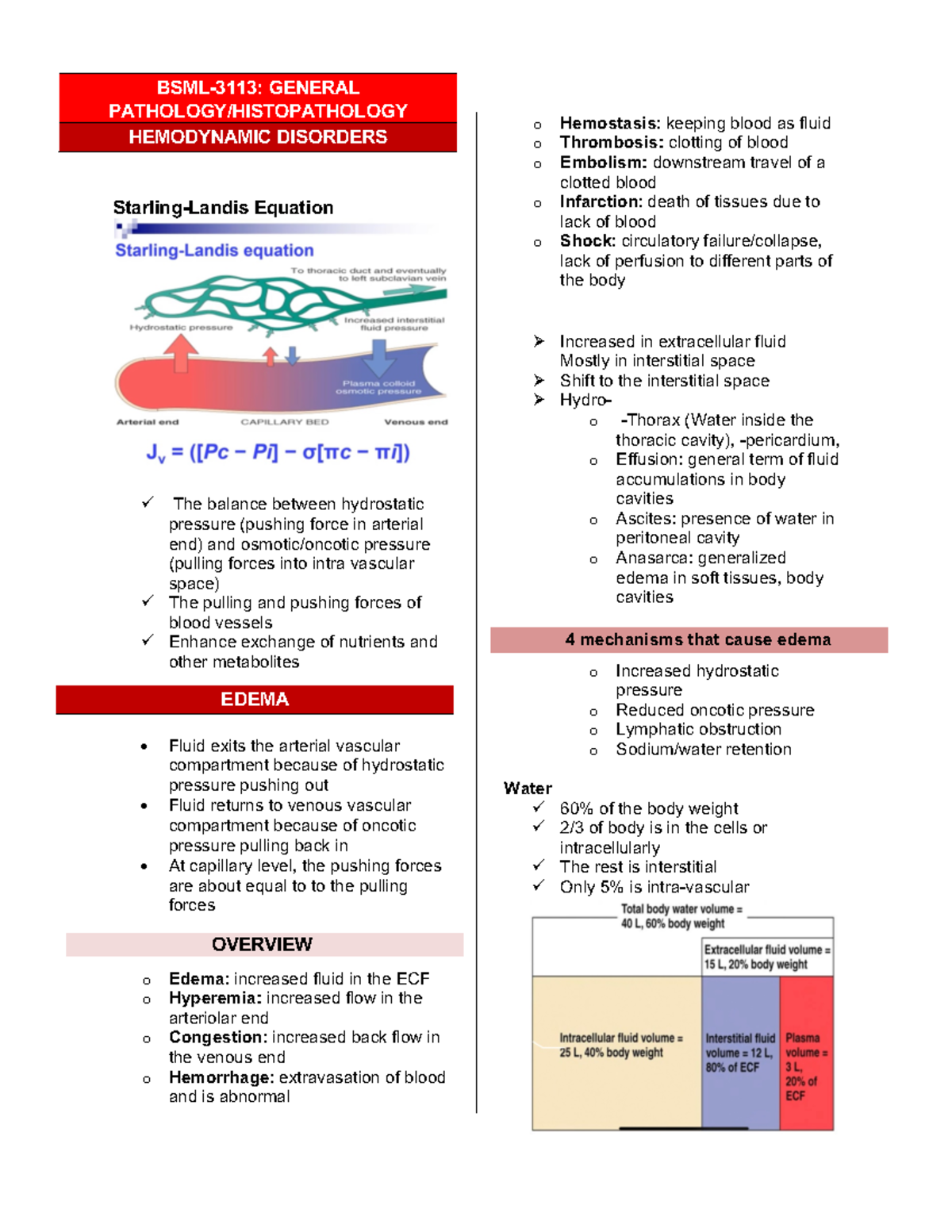 1 Hemodynamic Disorders - Starling-Landis Equation ü The balance ...