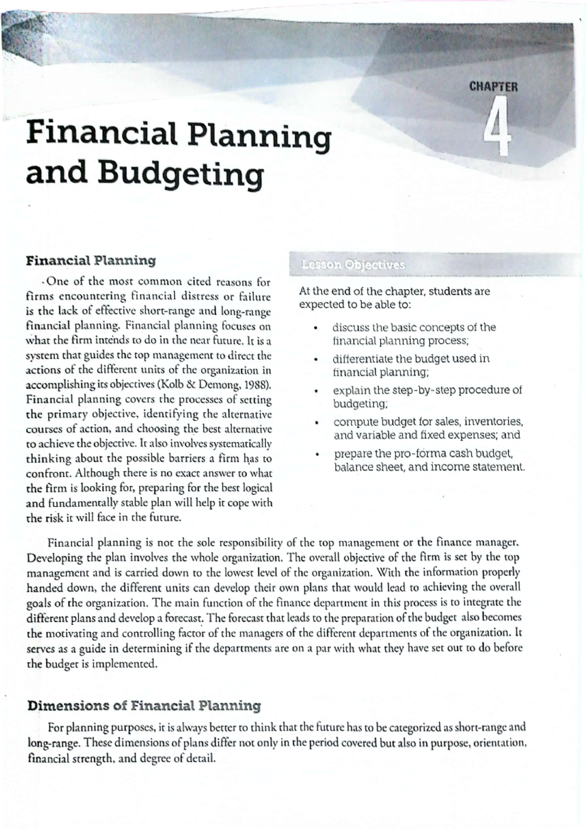 Finman chap4 timbang 2015 - CHAPTER Financial Planning 4 and Budgeting ...