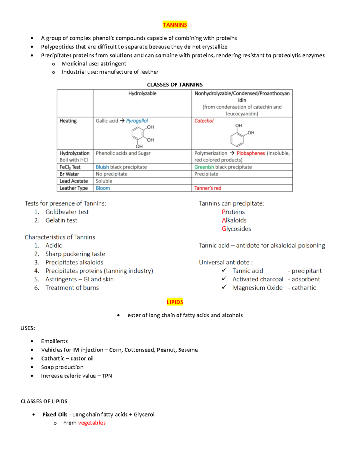 PCOG Reviewer 2 - TANNINS - TANNINS A group of complex phenolic ...